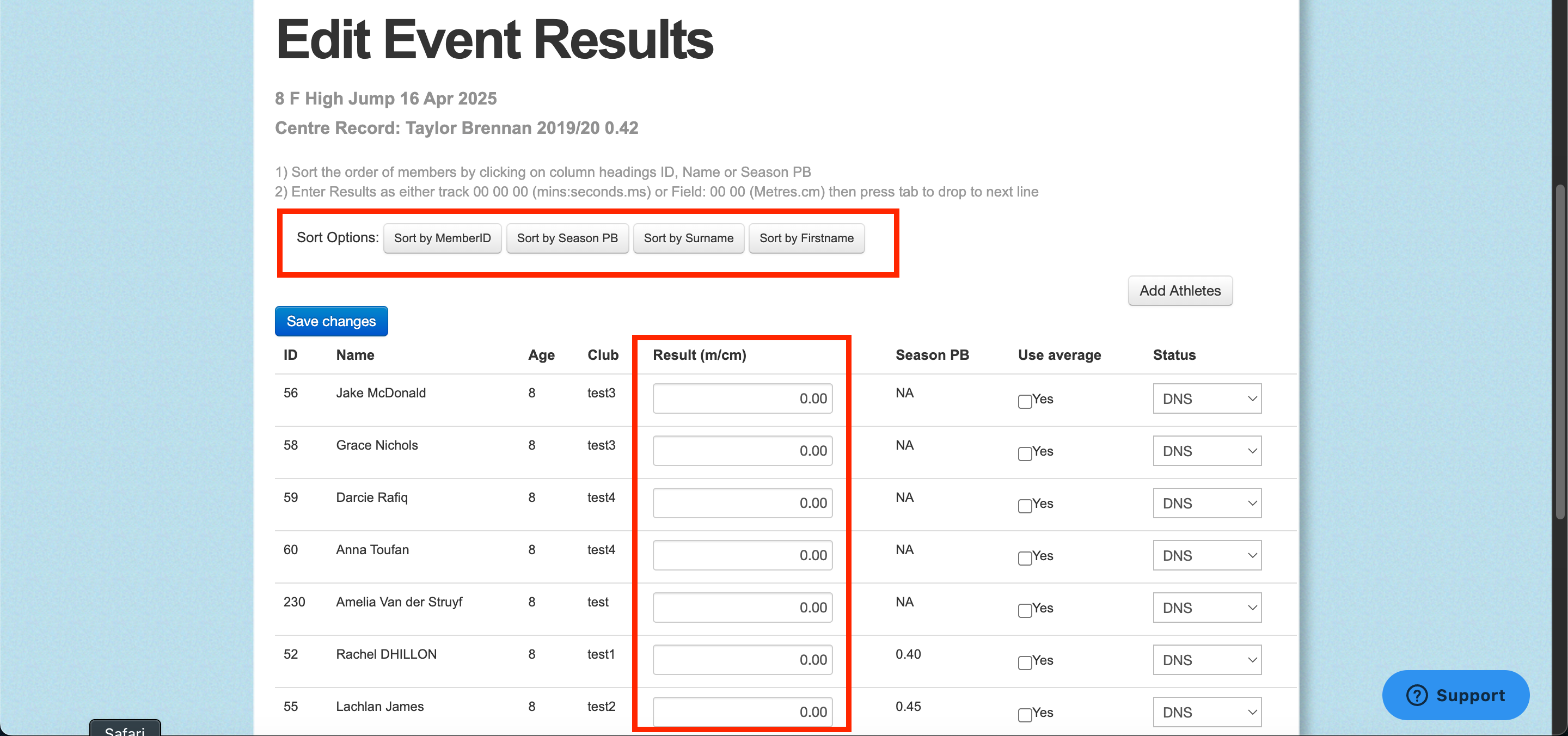 Entering Results – Timing Solutions Support Forum