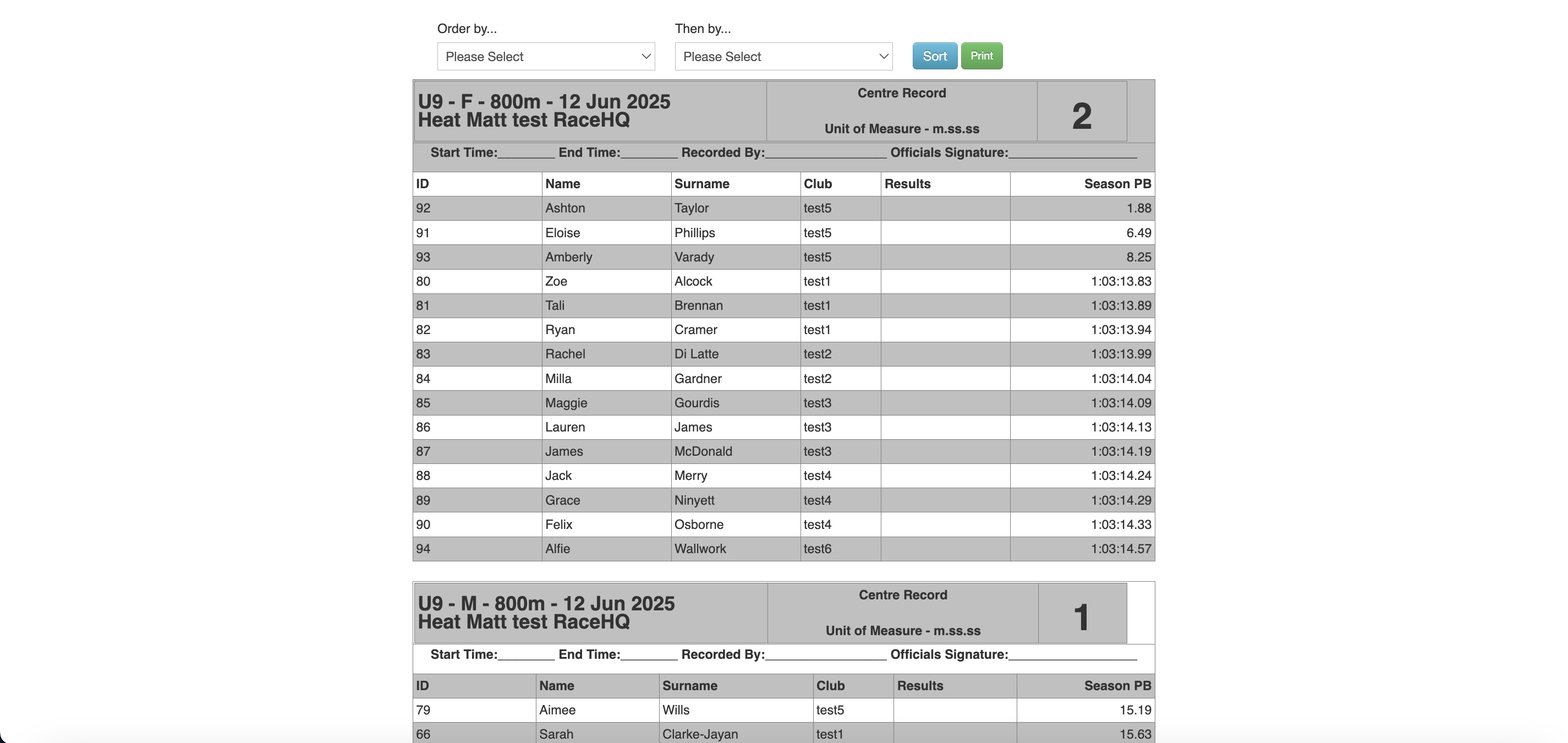 Recording Sheets – Timing Solutions Support Forum